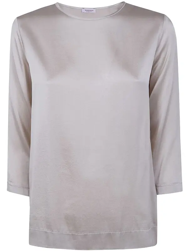 Rossopuro 3/4 Sleeve Silk Blouse - Brown