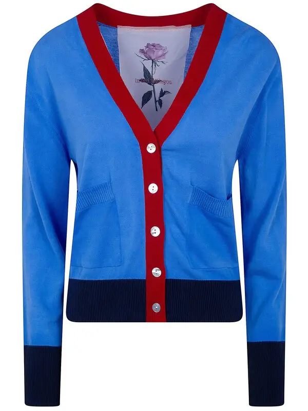 IN BED WITH YOU V-neck Printed Cardigan - Blue