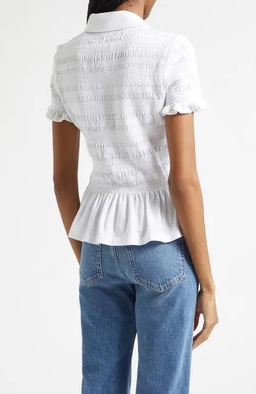 Veronica Beard Ellisandra Shirred Peplum Top