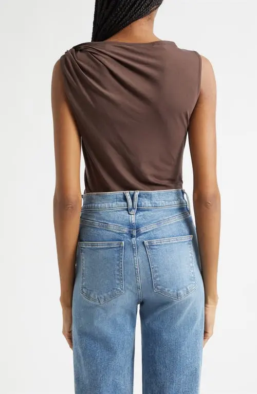 Veronica Beard Otessa Twist Shoulder Top - Dark Mocha