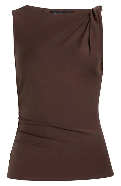 Veronica Beard Otessa Twist Shoulder Top - Dark Mocha