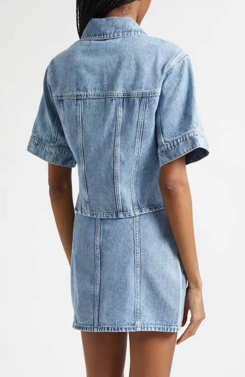 Veronica Beard Malcom Short-sleeve Denim Jacket - Silver Dust