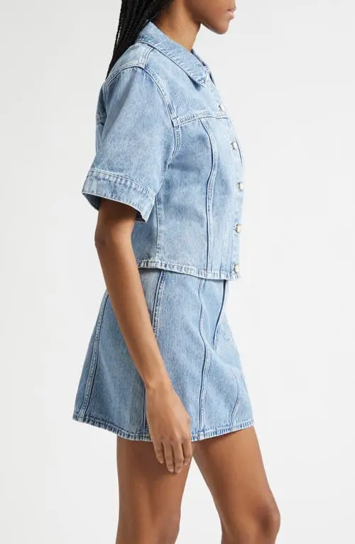 Veronica Beard Malcom Short-sleeve Denim Jacket - Silver Dust