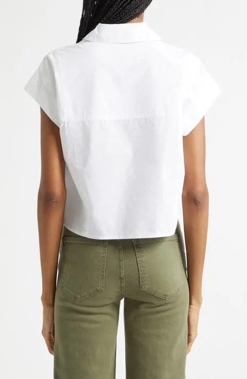 Veronica Beard Nestor Button-up Crop Top - White