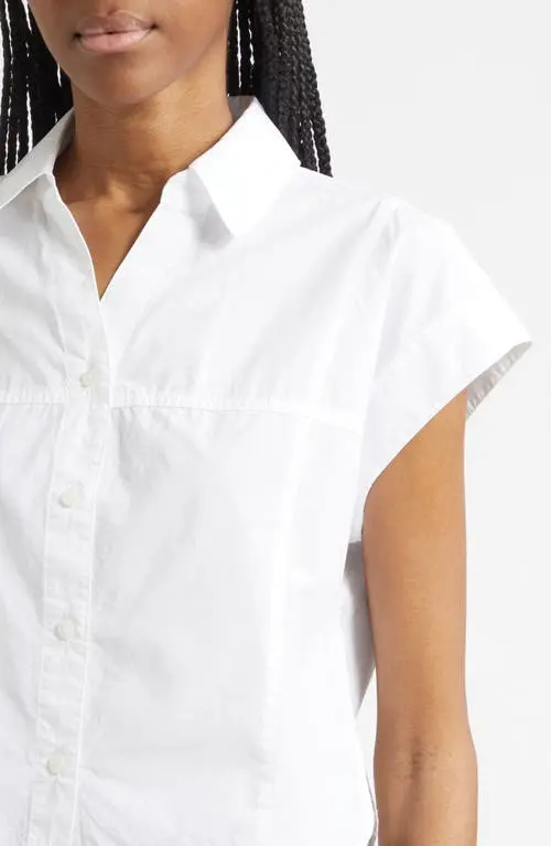 Veronica Beard Nestor Button-up Crop Top - White