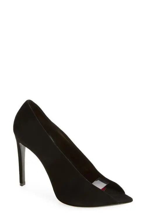 Valentino Garavani Open Toe Révélé Suede Pumps - Black