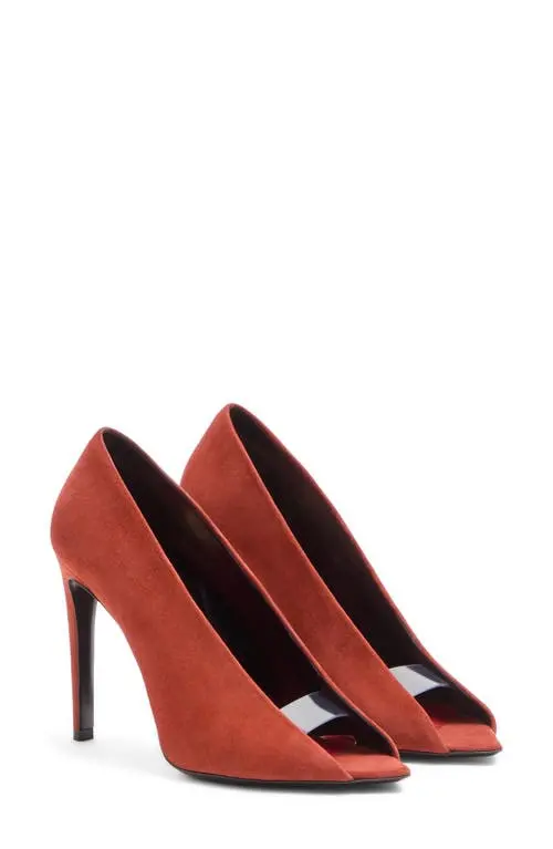 Valentino Garavani Open Toe Révélé Suede Pumps - Rust