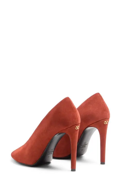 Valentino Garavani Open Toe Révélé Suede Pumps - Rust