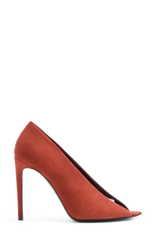 Valentino Garavani Open Toe Révélé Suede Pumps - Rust