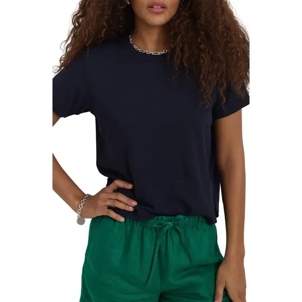 ALEX MILL Garcon Linen Blend T-shirt - Dark Navy