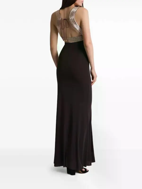 Alberta Ferretti V-neck Maxi Dress - Brown
