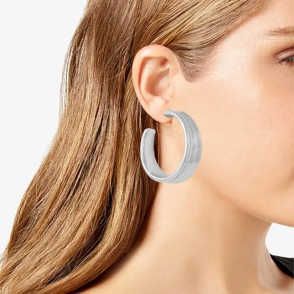 Vince Camuto Chunky Open Hoop Earrings - Silver Tone