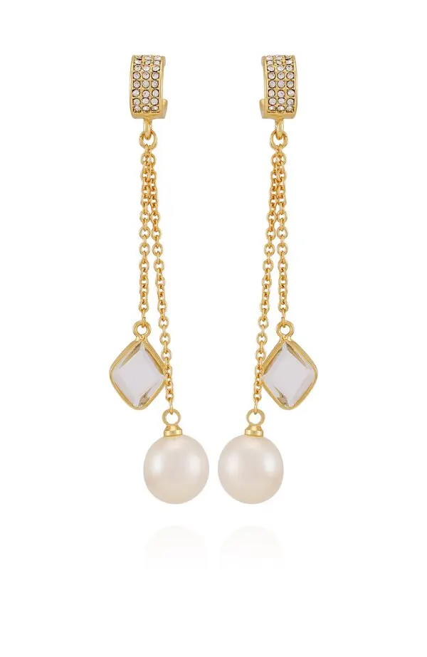 Vince Camuto Goldtone Dangle Earrings With Pearl Crystal Drop - Gold Tone