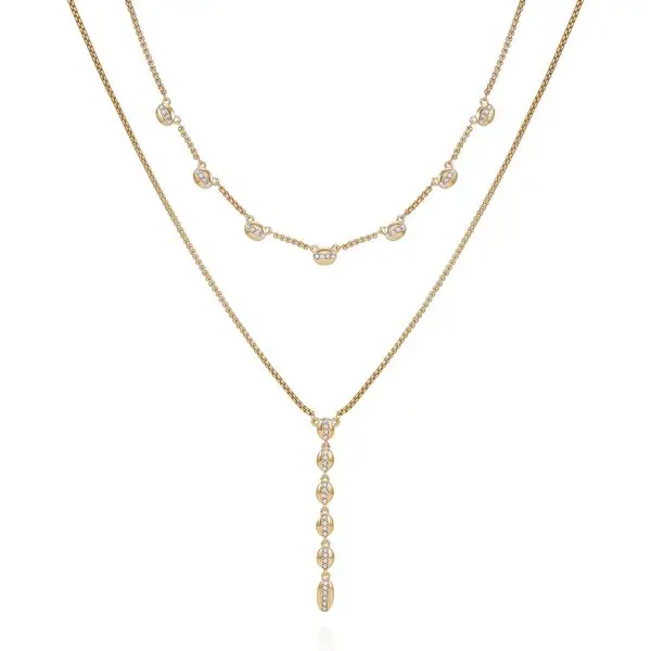 Vince Camuto Crystal Layered Necklace - Gold Tone