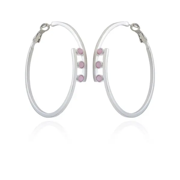 Vince Camuto Silvertone Tri Crystal Stone Hoop Earring - Silver Tone