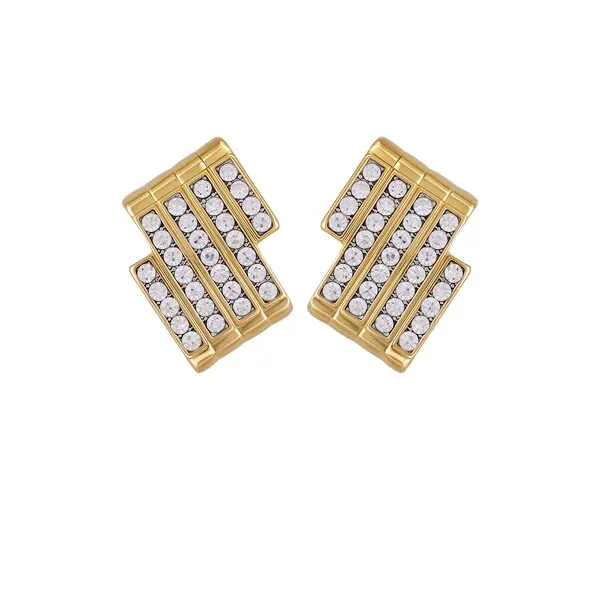 Vince Camuto Crystal Bar Stud Earrings - Two Tone