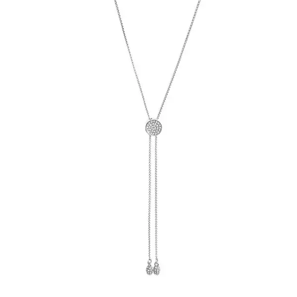 Vince Camuto Pave Slider Bolo Necklace - Silver Tone
