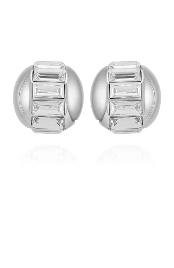 Vince Camuto Baguette Crystal Stud Earrings - Silver Tone