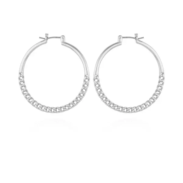 Vince Camuto Silvertone Chain Link Hoop Earrings - Silver Tone