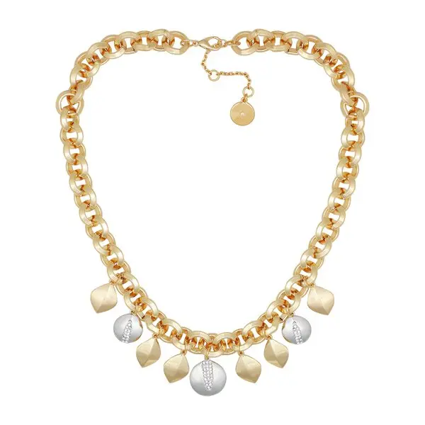 Vince Camuto Gilded Leaf Charm Statement Necklace