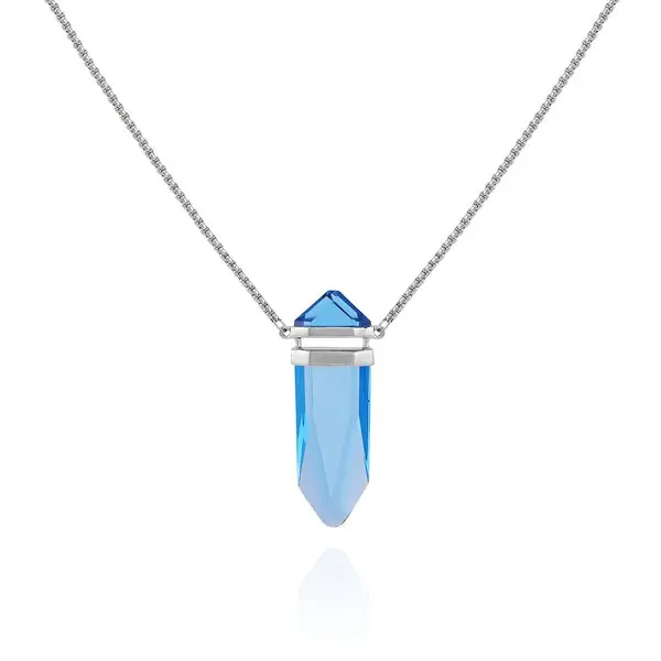 Vince Camuto Silvertone Blue Crystal-shape Stone Pendant Long Necklace - Silver Tone