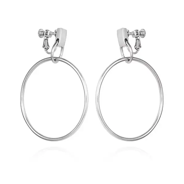 Vince Camuto Drop Hoop Clip On Earrings - Silver Tone