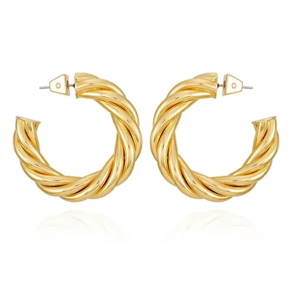Vince Camuto Goldtone Textured Rope Hoop Earrings - Gold Tone