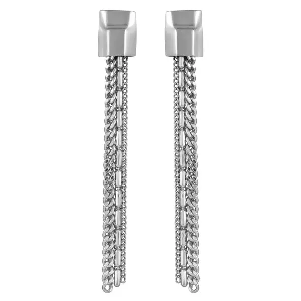 Vince Camuto Silvertone Mixed Chain Linear Tassel Dangle Drop Earrings