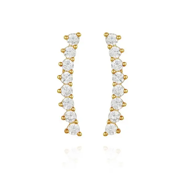 Vince Camuto Cubic Zirconia Climber Earrings - Gold Tone