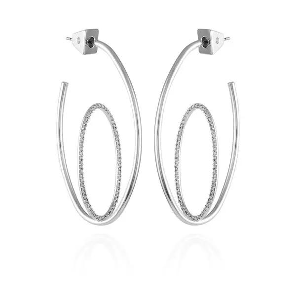 Vince Camuto Silvertone Orbital Double Hoop Earrings - Silver Tone
