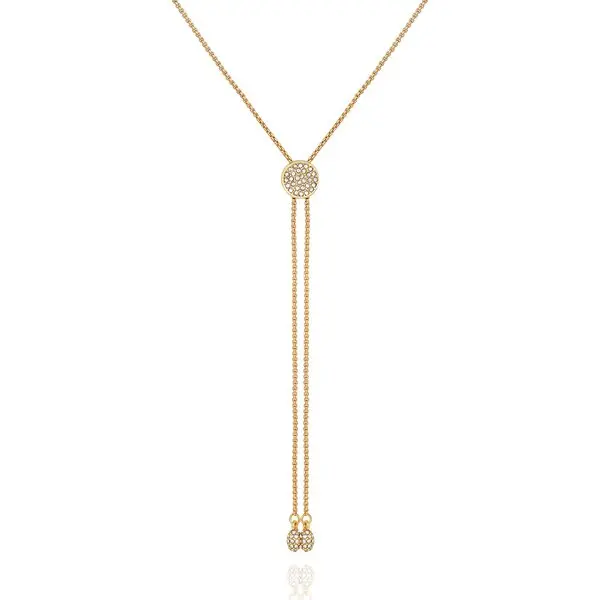 Vince Camuto Pave Slider Bolo Necklace - Gold Tone