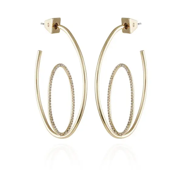 Vince Camuto Goldtone Crystal Stone Orbital Hoop Earrings - Gold Tone