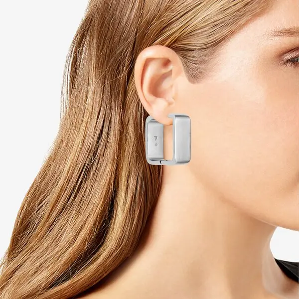 Vince Camuto Rectangle Hoop Earrings - Silver Tone