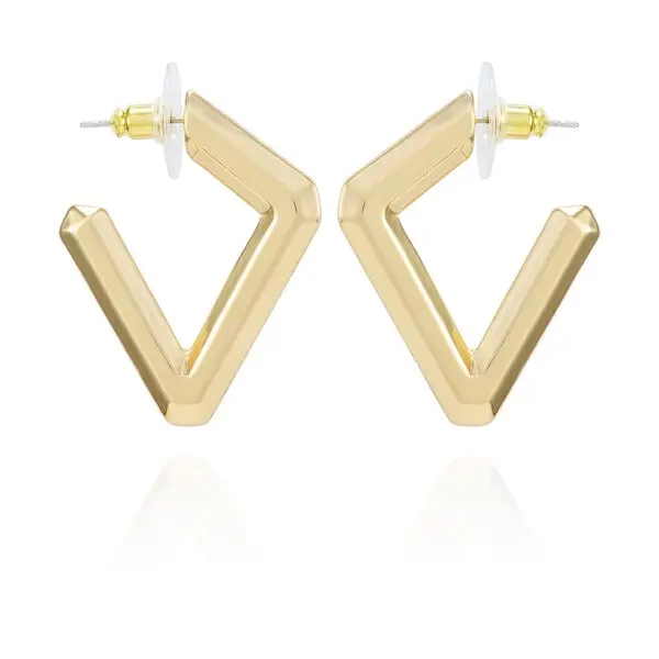 Vince Camuto Diamond Shaped Hoop Earrings - Gold Tone