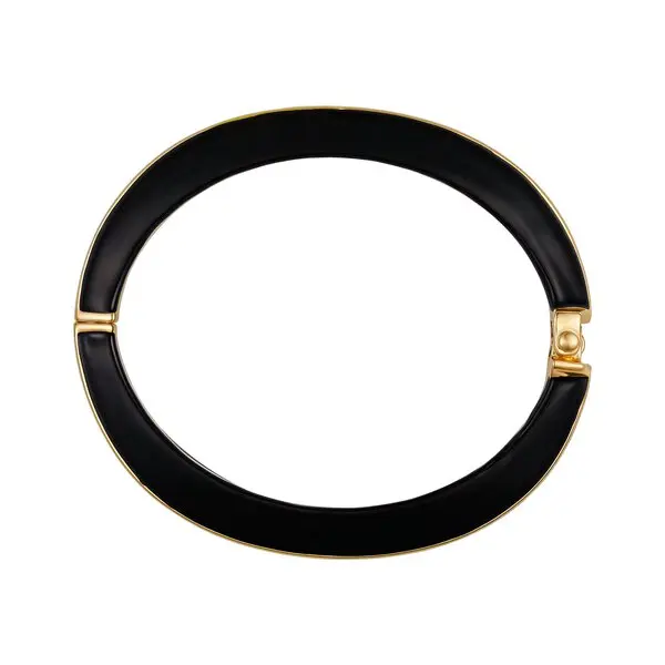 Vince Camuto Hinged Cuff Bracelet - Black Gold Tone