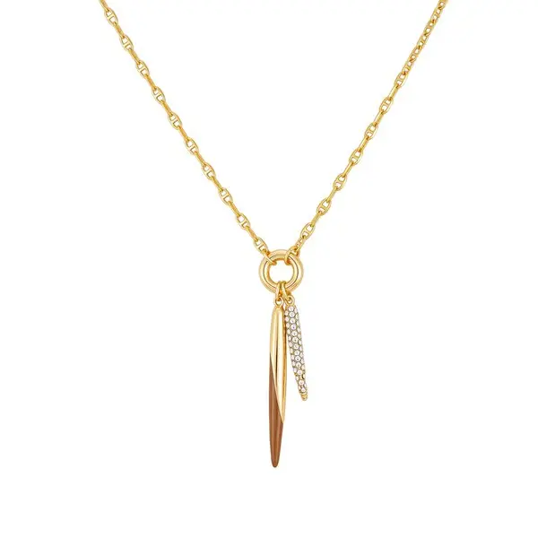 Vince Camuto Double Pendant Necklace - Brown/crystal