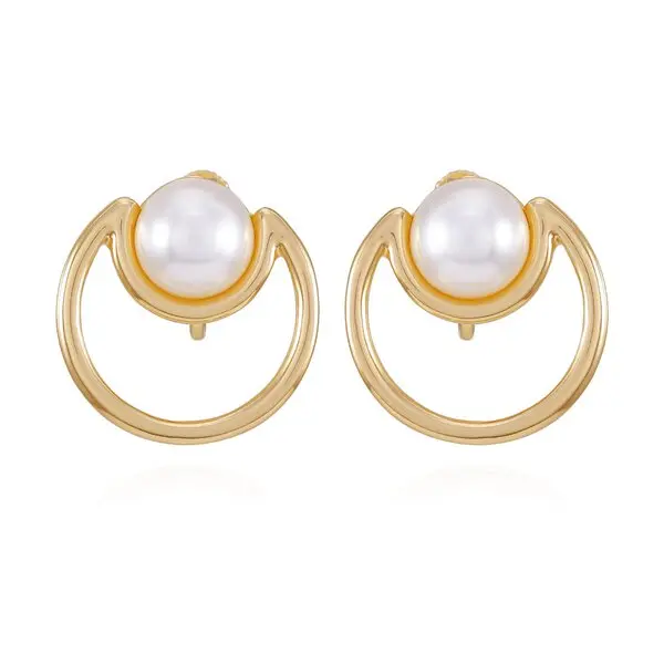 Vince Camuto Goldtone Pearl Clip On Earrings - Gold Tone