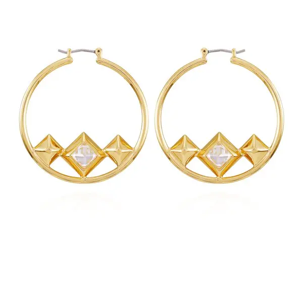 Vince Camuto Goldtone Floating Crystal Hoop Earrings - Gold Tone