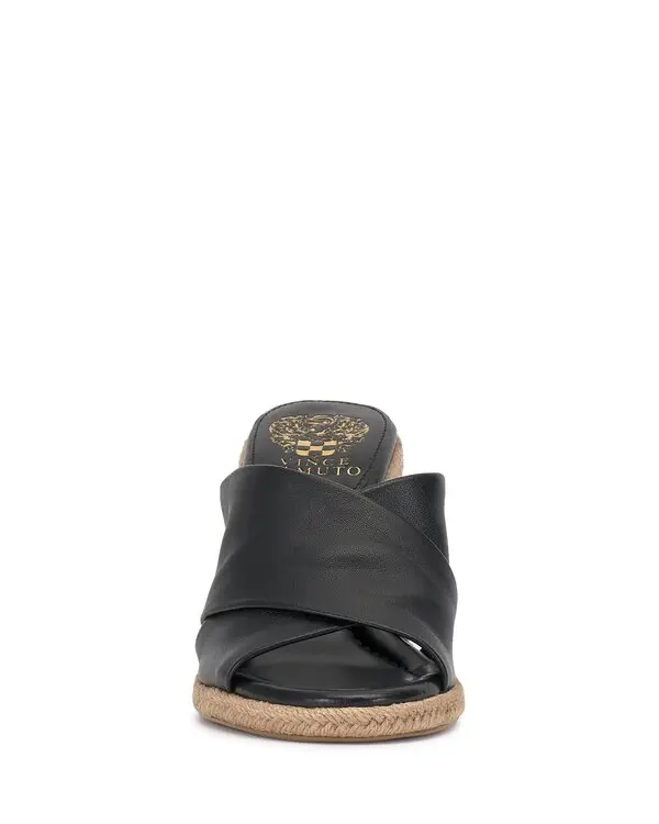 Vince Camuto Fisella Espadrille Wedge Sandal - Black Leather