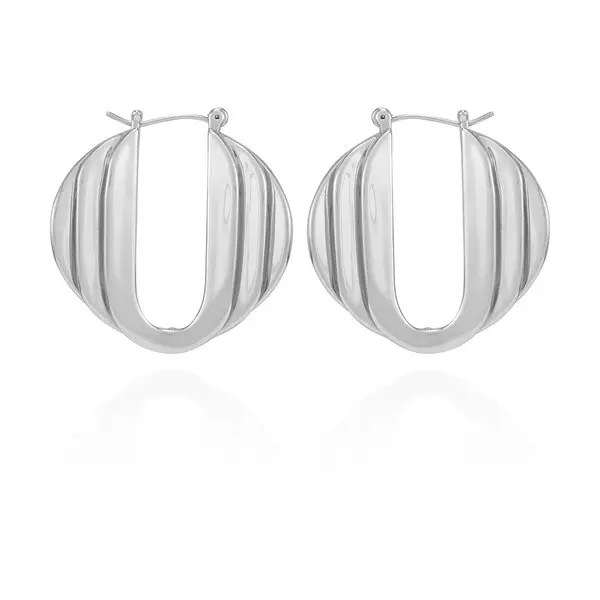 Vince Camuto Stacked Link Hoop Earrings - Silver Tone
