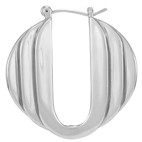 Vince Camuto Stacked Link Hoop Earrings - Silver Tone