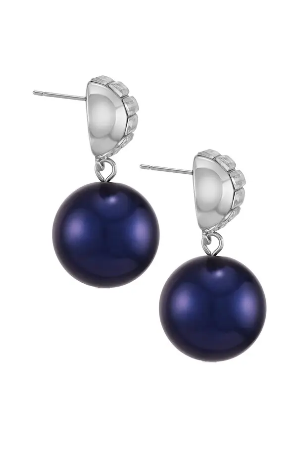 Vince Camuto Silvertone Drop Earrings With Faux Pearl And Crystal Accents
