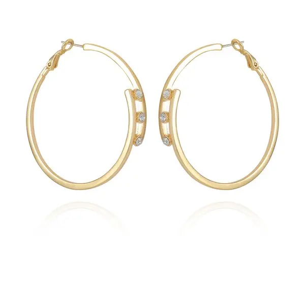 Vince Camuto 14k Goldtone Tri-crystal Stone Hoop Earring - Gold Tone