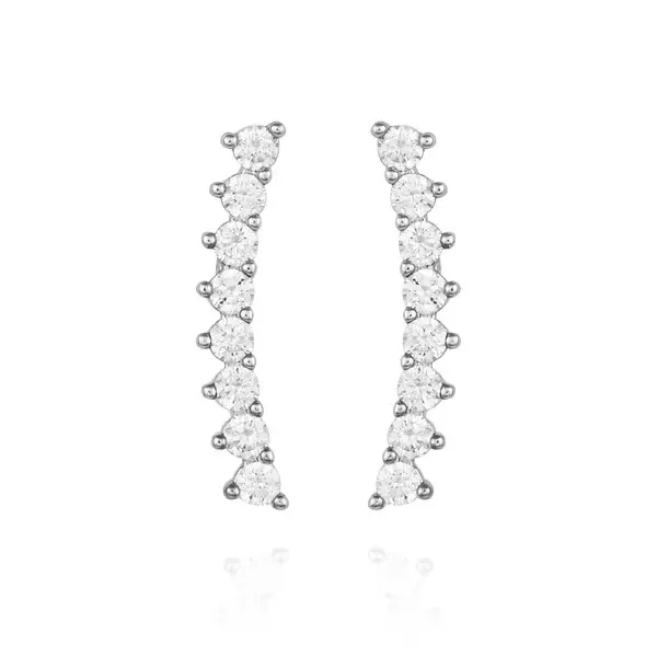 Vince Camuto Cubic Zirconia Climber Earrings - Silver Tone