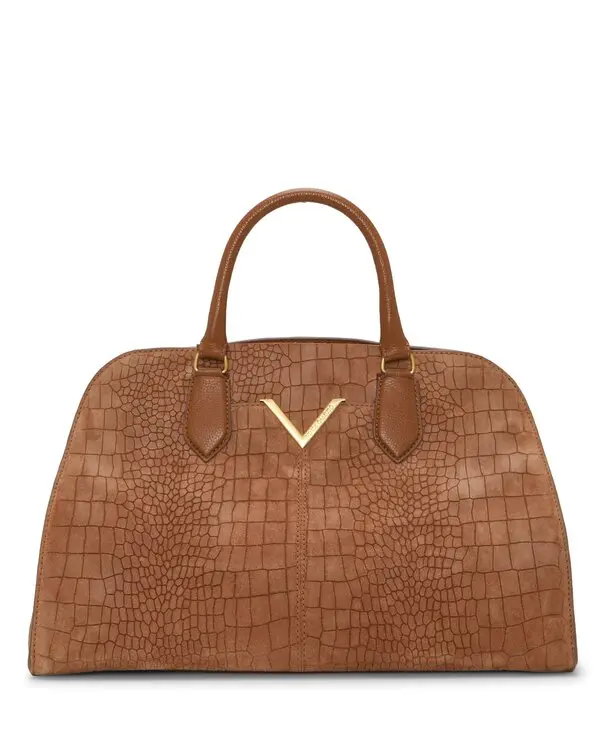 Vince Camuto Tasha Satchel Bag - Cognac Croco