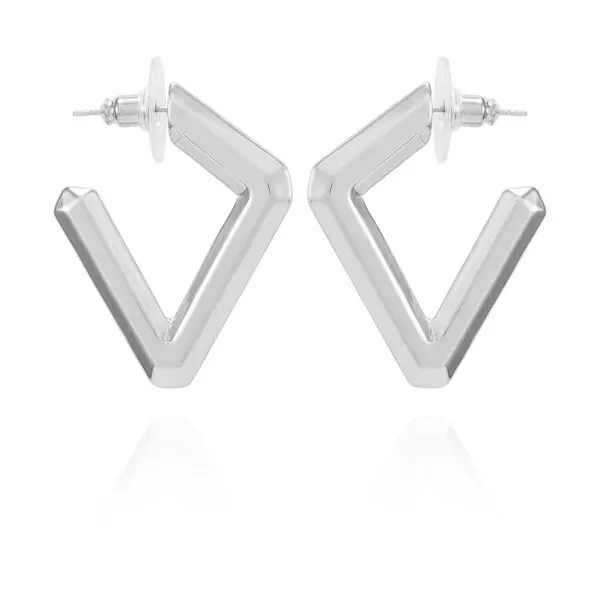 Vince Camuto Diamond Shaped Hoop Earrings - Silver Tone