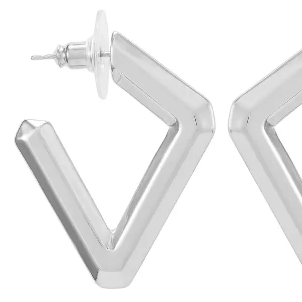 Vince Camuto Diamond Shaped Hoop Earrings - Silver Tone