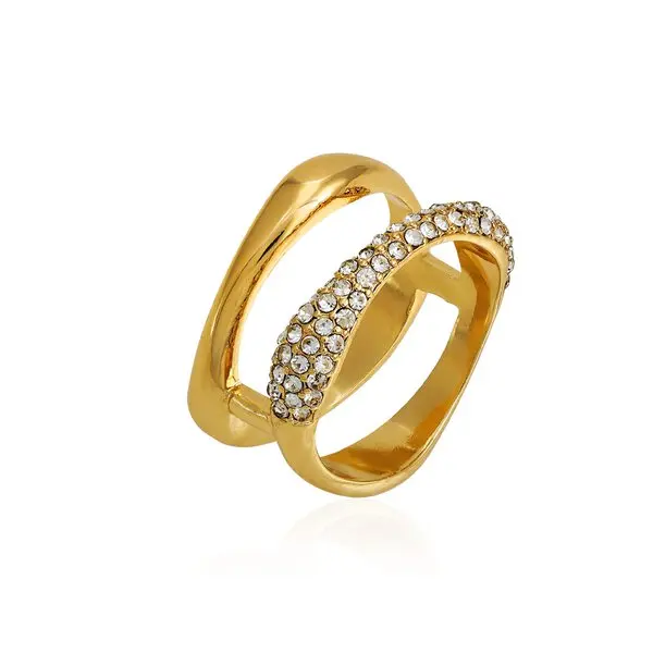 Vince Camuto Gold-tone Crystal Stone Ring - Gold Tone