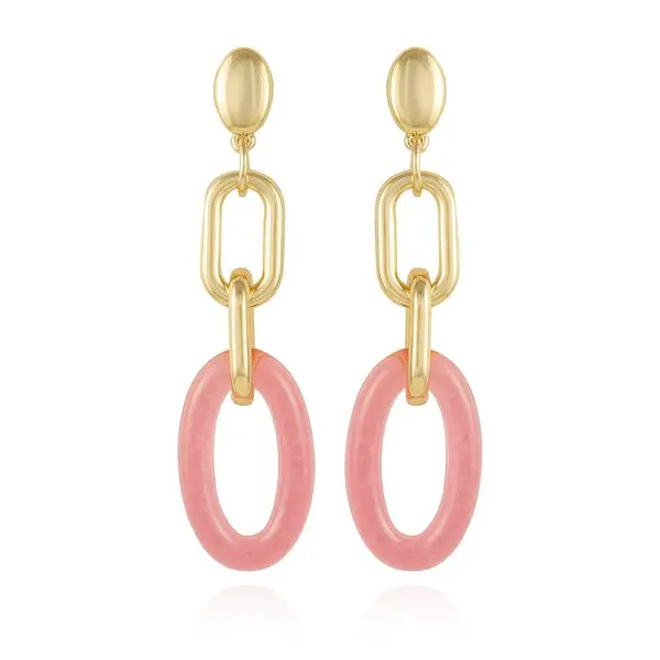 Vince Camuto Goldtone Pink Candy Interlocking Drop Earrings - Gold Tone