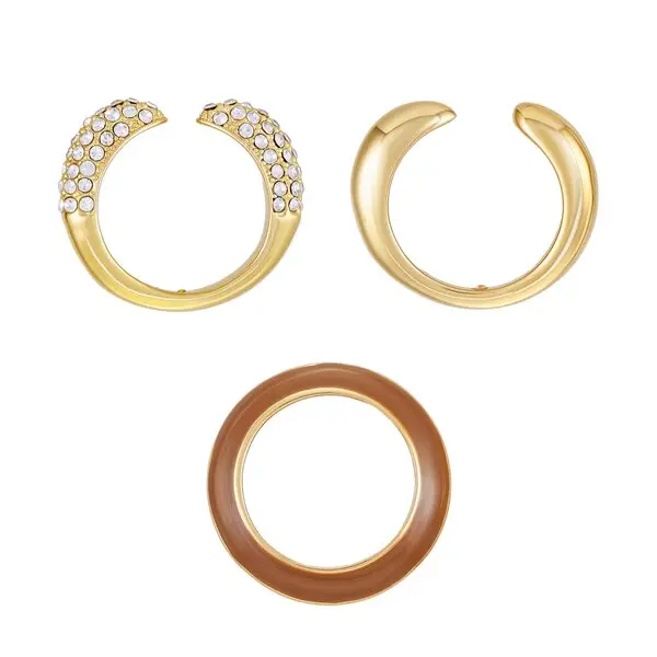 Vince Camuto Rings Set With Crystal And Enamel - Gold Tone